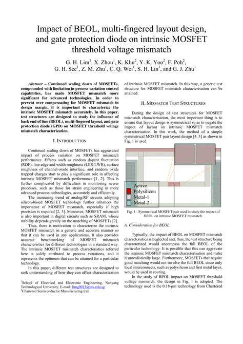 Pdf Impact Of Beol Multi Fingered Layout Design And Gate Protection Diode On Intrinsic