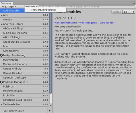 augmented reality unity ar foundation not found in package manager