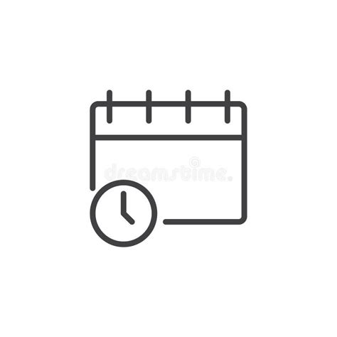 Icono Del Esquema Del Calendario Y Del Reloj Ilustración Del Vector