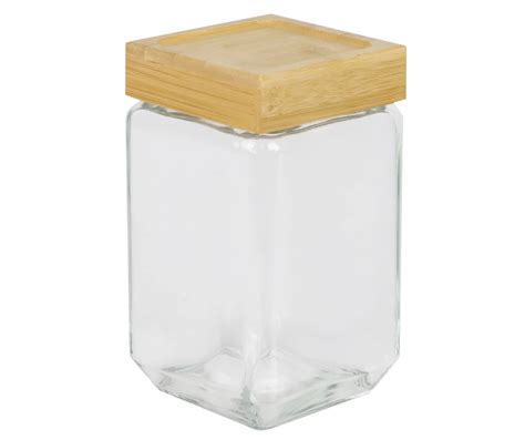 Home Basics Square Glass Canister With Bamboo Lid 57 Oz Big Lots