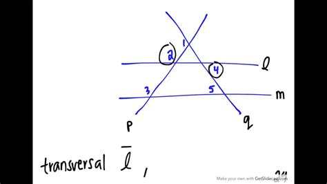 solved identify the transversal and classify each angle pair ∠2 and ∠4