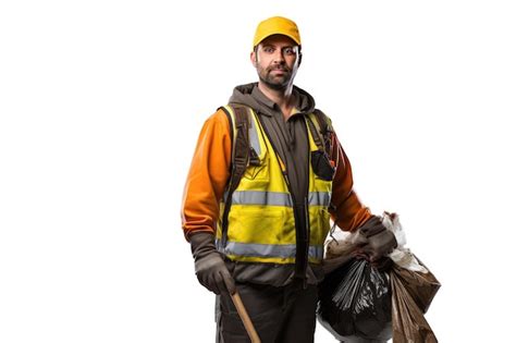 Premium Ai Image Sanitation Worker Man On White Background