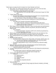 Kin 1600 Final Exam Study Guide Body Image And Eating Disorder Concepts From Guest Speaker And