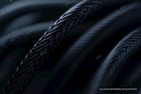 Ai创作图黑色 线缆 编织 纹路 特写 质感 线条 缠绕 工业 材料 科技 细节 暗色 纹理 产品 昵图网