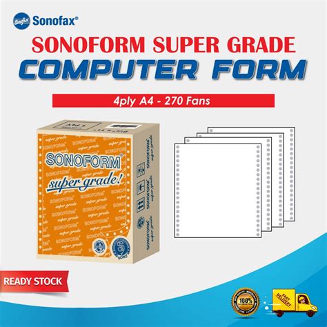 Sonoform Supergrade Computer Form 4 Ply A4 Ncr Bcf Black Image White Paper 9 5 X 11 X 270