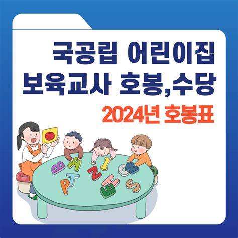 국공립 어린이집 2024년 보육교사 호봉기본급 인상 및 수당 종류