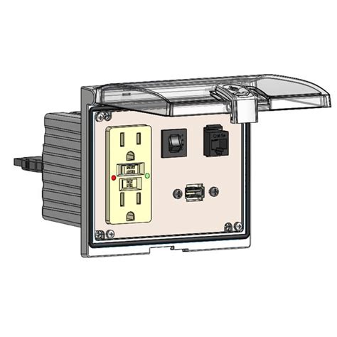 Mencom Lp3 Gf Rj45 Usb 03 R Low Profile Panel Interface Connector With Gfci Outlet Rj45 Form A