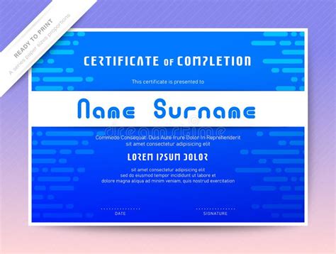 Blue Certificate Of Completion Template Programming Courses Diploma