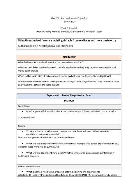 Part Week Tutorial Article Method Results Worksheet Psyc