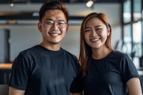 A Man And A Woman Are Posing For A Photo Premium Ai Generated Image