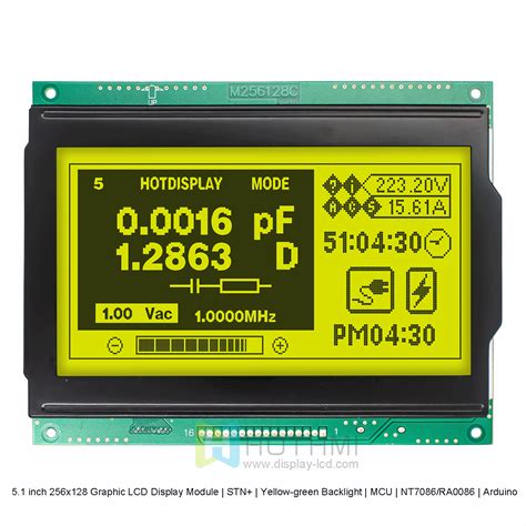 5 1 Inch 256x128 Graphic Lcd Display Module Stn Yellow Green