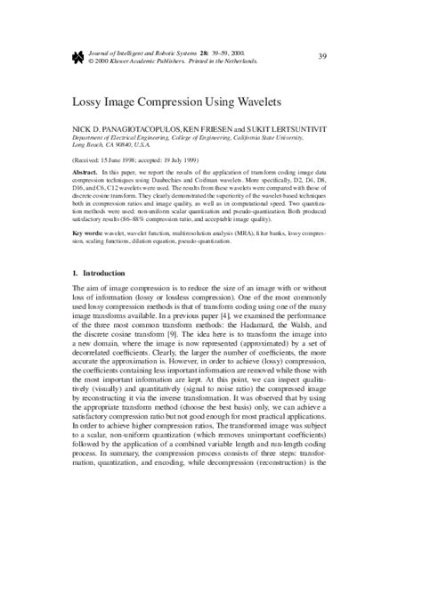 pdf lossy image compression using wavelets
