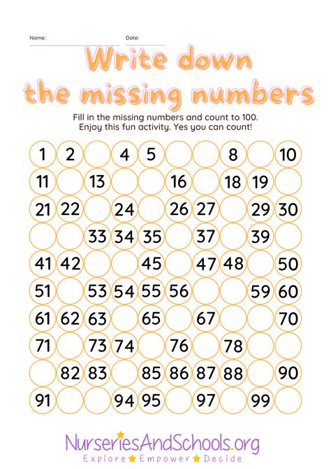 Write The Missing Numbers