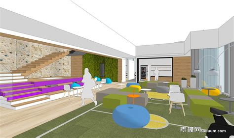 现代办公室su模型下载sketchup模型免费下载素模网