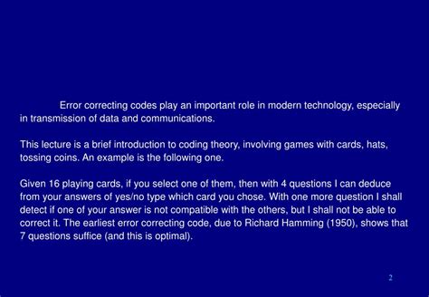 Ppt An Elementary Introduction To Error Correcting Codes Powerpoint