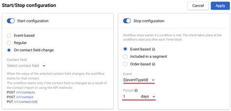 Configuring Workflow Startstop Conditions