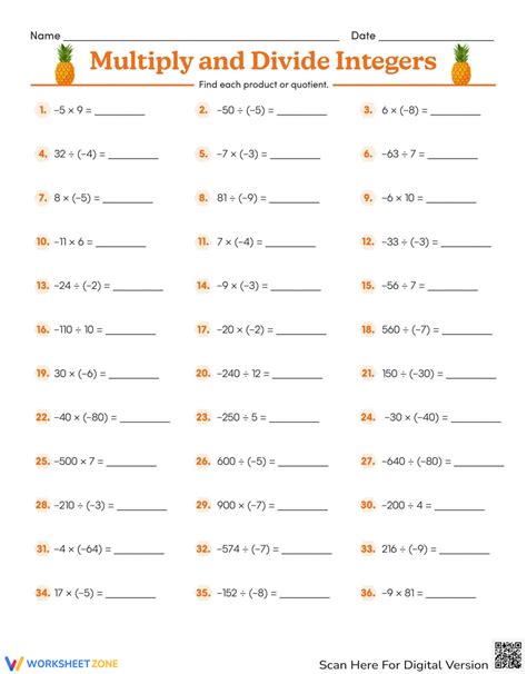 Multiplying And Dividing Integers Worksheet Kuta Prntbl