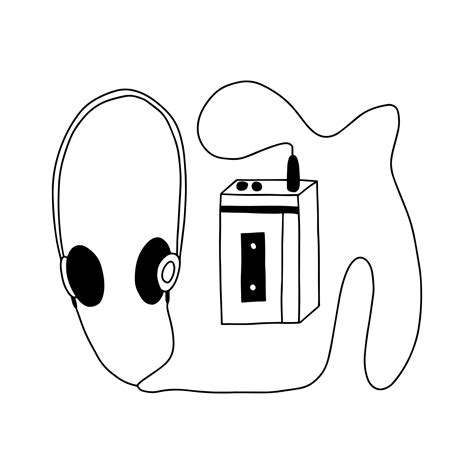 Doodle Vintage Cassette Player Vector Illustration Hand Drawn Cassette