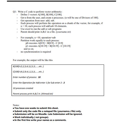 Solved QI Write A C Code To Perform Vector Arithmetic Chegg
