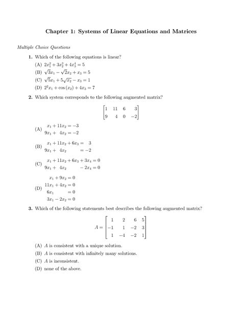 Matrices Multiple Choice Test At Indiana Storey Blog