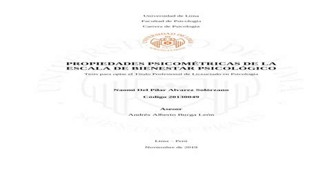 Propiedades PsicomÉtricas De La Escala De Pdf Document