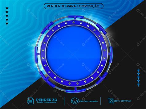 Círculo 3D Azul Luz Elemento Para Composição PNG Transparente