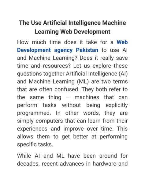 Ppt The Use Artificial Intelligence Machine Learning Web Development