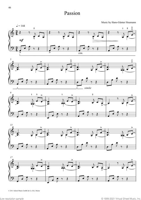 Passion Sheet Music From Live Your Dream 12 Piano Pieces For Piano