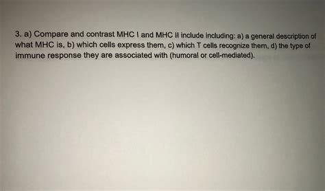Solved A Compare And Contrast MHC I And MHC Il Include Chegg