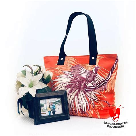 Jual Cemplung Indonesia Cendrawasih Tote Bag Wanita Oranye Di Seller