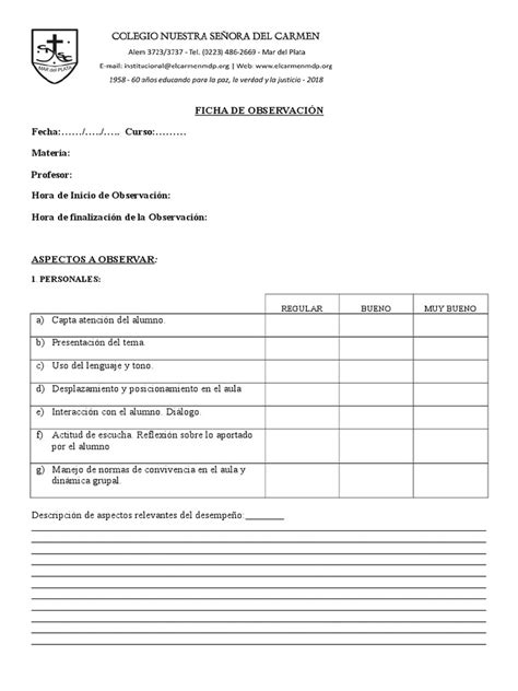 ObservaciÓn Aulica Pdf Salón De Clases Maestros