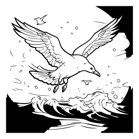 La Mouette Volante Illustration Vectorielle En Noir Et Blanc Pour Livre