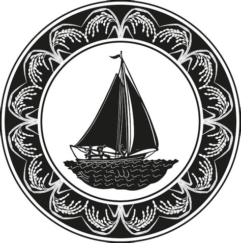 Premium Vector Old Sailboat Logo With Grass Frame Handmade Vector Design