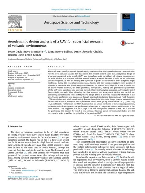 Aerodynamic Design Analysis Of A Uav For Pdf Pdf Volcano Thrust