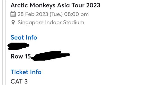WTS X1 Arctic Monkeys Cat 3 Ticket Tickets Vouchers Event Tickets
