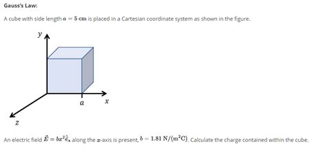 Solved A Cube With Side Length A Cm Is Placed In A Chegg