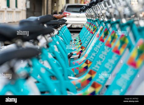 Many Bikes At A Bicycle Sharing System In The Capital Of The Island Of Penang Bicycle Sharing