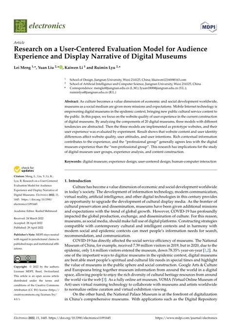 Pdf Research On A User Centered Evaluation Model For Audience Experience And Display Narrative