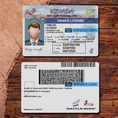 Nevada Driving License Template Psd Wikipsd