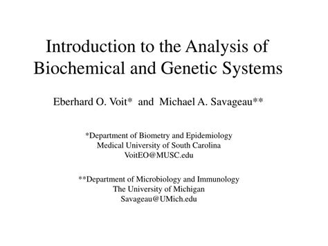 Ppt Understanding Biochemical And Genetic Systems A Comprehensive