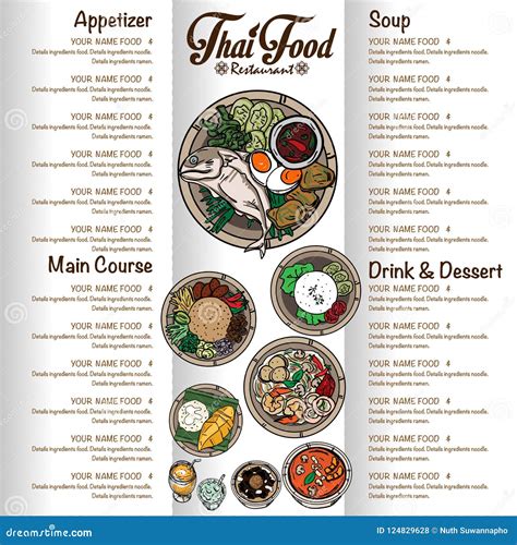 Menu Thai Food Design Template Stock Vector Illustration Of Plate