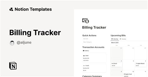 Billing Tracker Template By Aljune Notion Marketplace