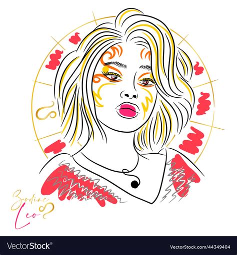 Beautiful Girl Zodiac Sign Leo Fashion Makeup Vector Image
