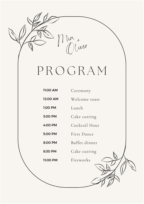Free Downloadable Wedding Program Templates