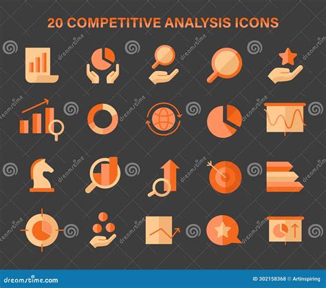 Icon Set For Competitive Analysis Essential Visual Tools For Market