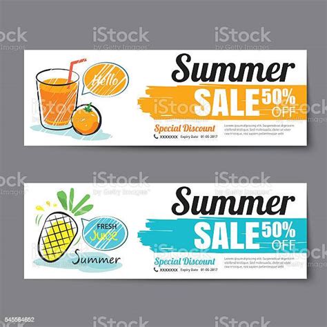 Template Voucher Penjualan Musim Panas Kupon Diskon Spanduk Digambar