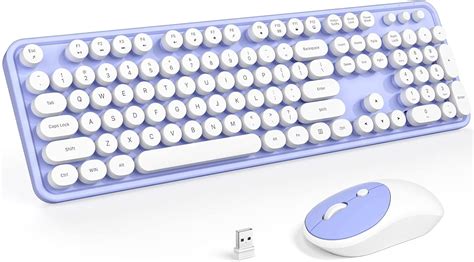 Amazon KNOWSQT Wireless Keyboard And Mouse Combo Purple White Full Sized GHz Keys