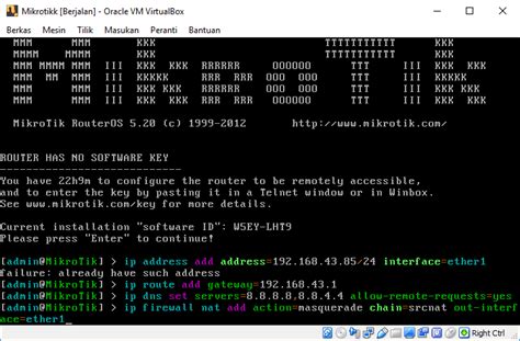 fajar konfigurasi mikrotik ip nat router os di virtualbox