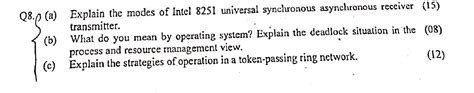 Solved 280 A Explain The Modes Of Intel 8251 Universal