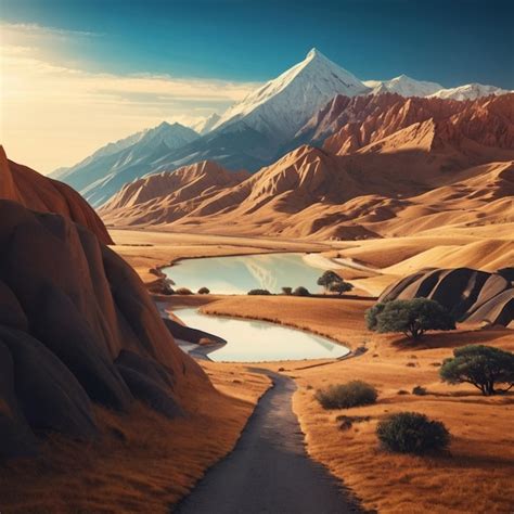 Awesome Landscape Of Beautiful Nature Premium Ai Generated Image